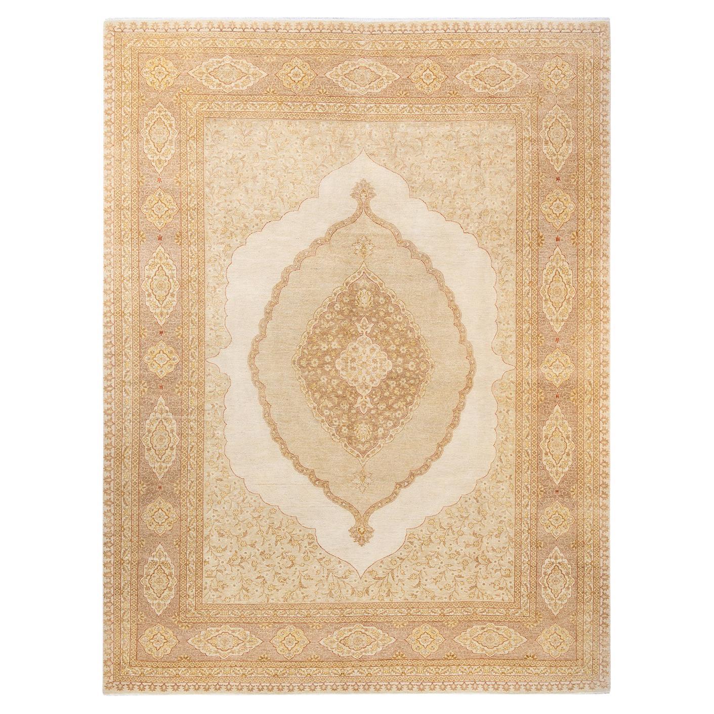 One-of-a-Kind Hand Made Contemporary Eclectic Ivory Area Rug For Sale ...