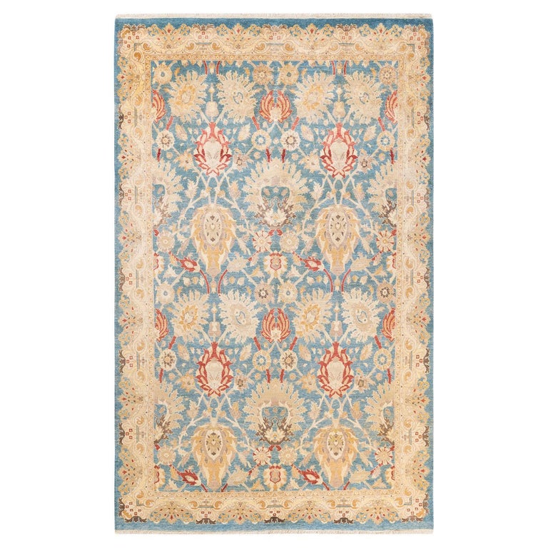 One-Of-A-Kind Hand Made Contemporary Eclectic Light Blue Area Rug For ...