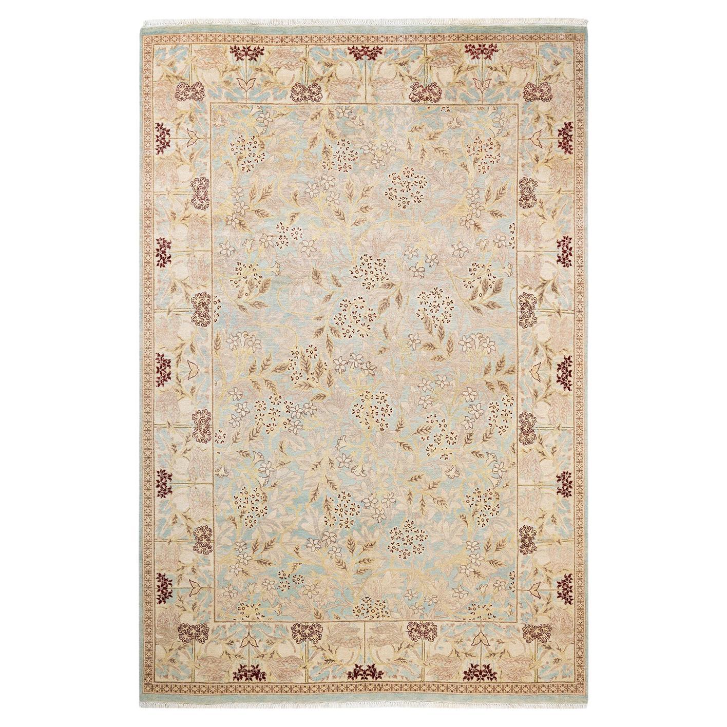 One-Of-A-Kind Hand Made Contemporary Eclectic Light Blue Area Rug For ...