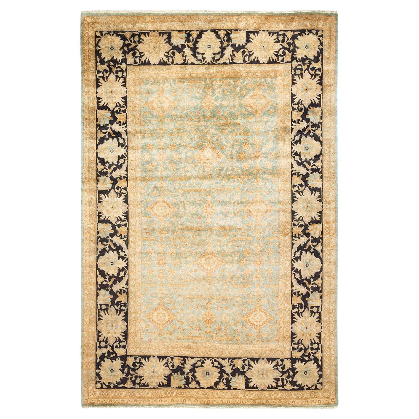 One-Of-A-Kind Hand Made Contemporary Eclectic Light Blue Area Rug For ...