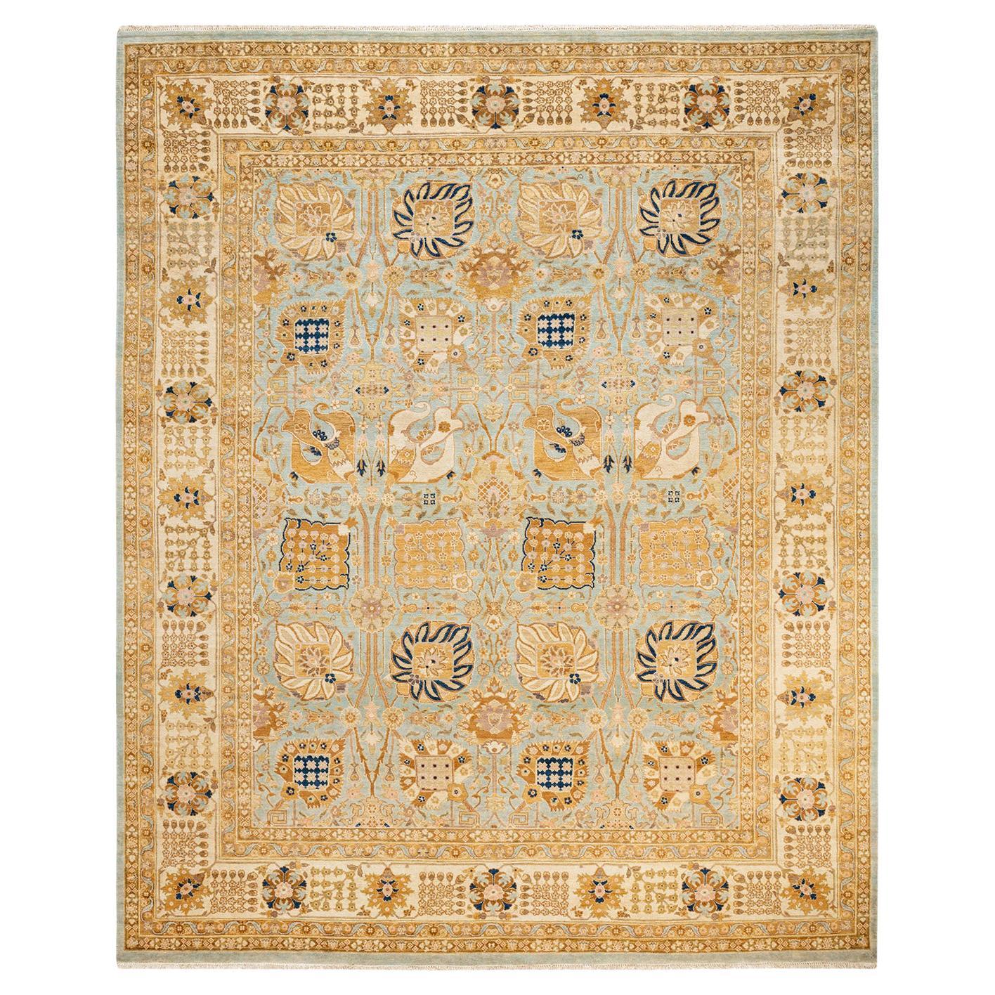 One-Of-A-Kind Hand Made Contemporary Eclectic Light Blue Area Rug For ...