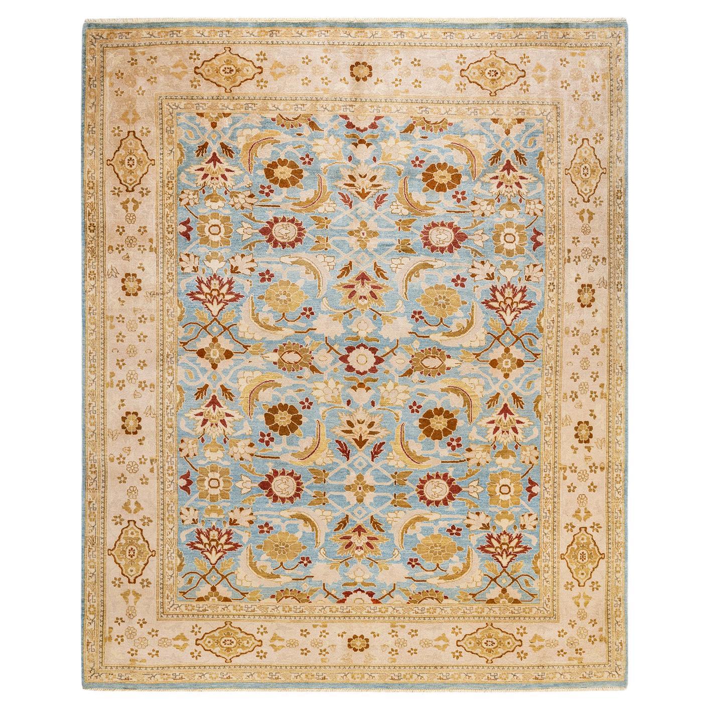 One-of-a-Kind Hand Made Contemporary Eclectic Light Blue Area Rug For ...