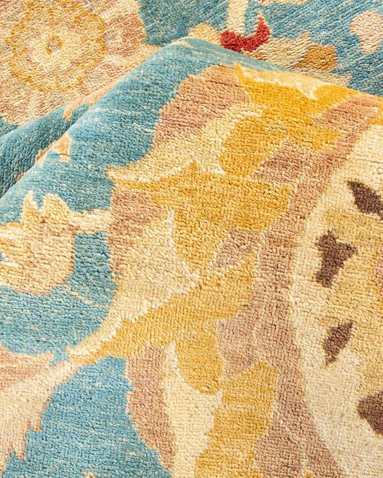 One-Of-A-Kind Hand Made Contemporary Eclectic Light Blue Area Rug For ...