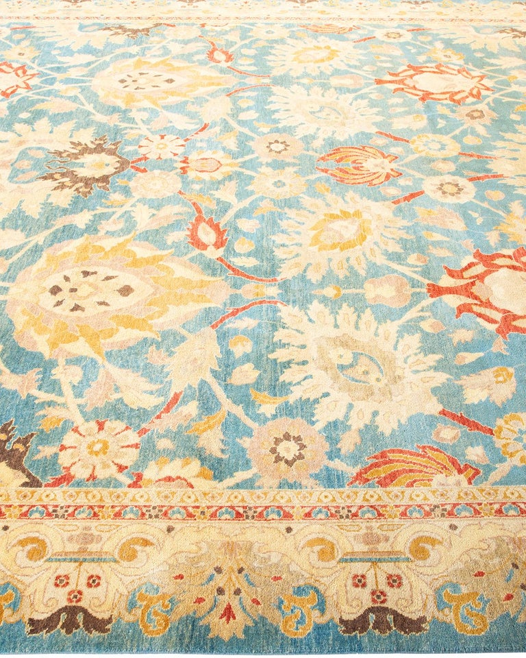 One-Of-A-Kind Hand Made Contemporary Eclectic Light Blue Area Rug For ...