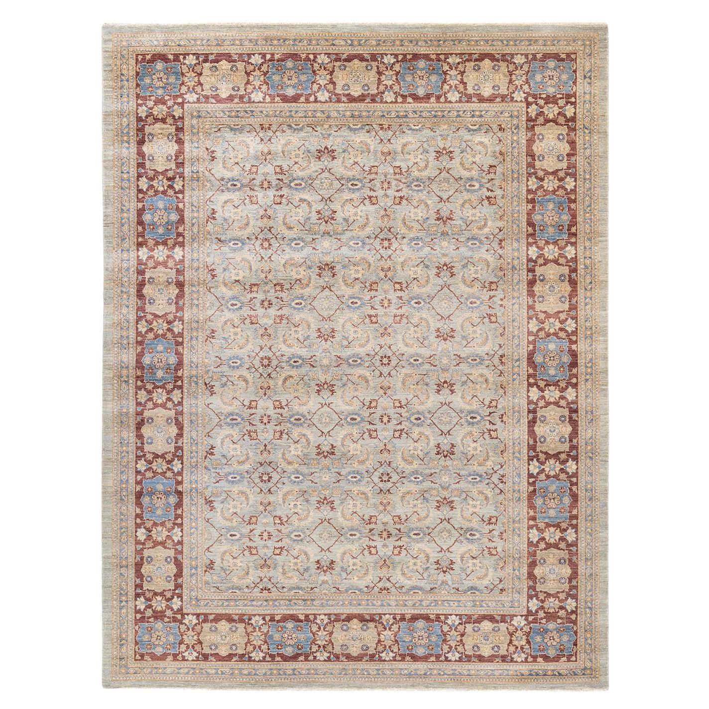 One-Of-A-Kind Hand Made Contemporary Eclectic Blue Area Rug For Sale at ...