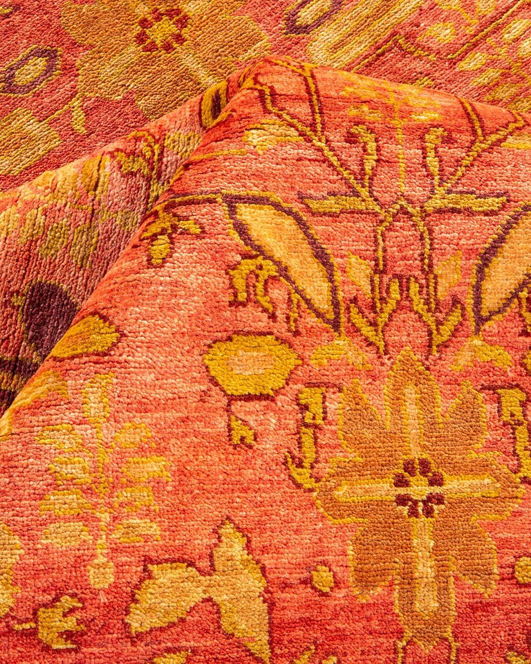 One-of-a-Kind Hand Made Contemporary Eclectic Orange Area Rug For Sale ...