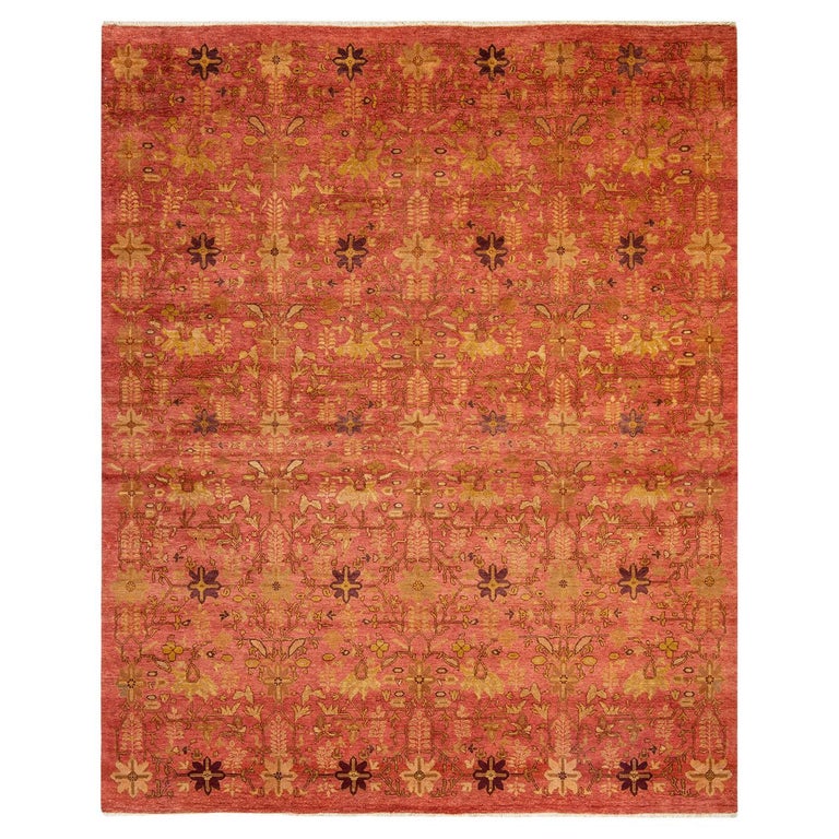 One-of-a-Kind Hand Made Contemporary Eclectic Orange Area Rug For Sale ...