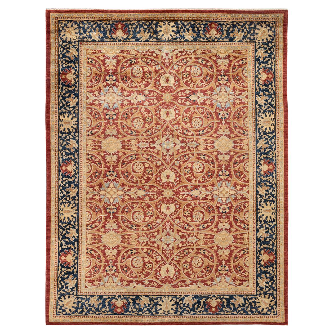 One-Of-A-Kind Hand Made Contemporary Eclectic Orange Area Rug For Sale ...