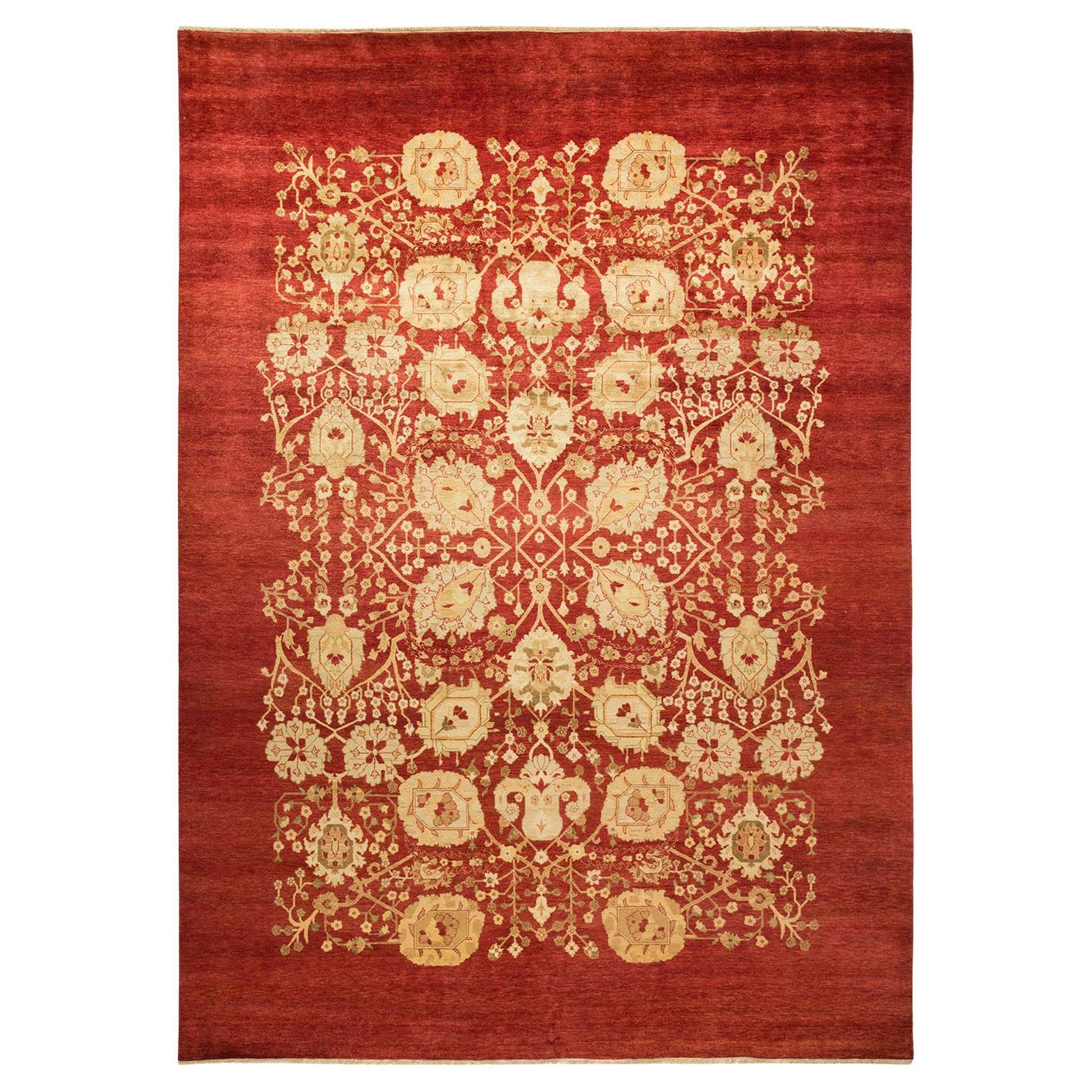 One-Of-A-Kind Hand Made Contemporary Eclectic Red Area Rug For Sale at ...