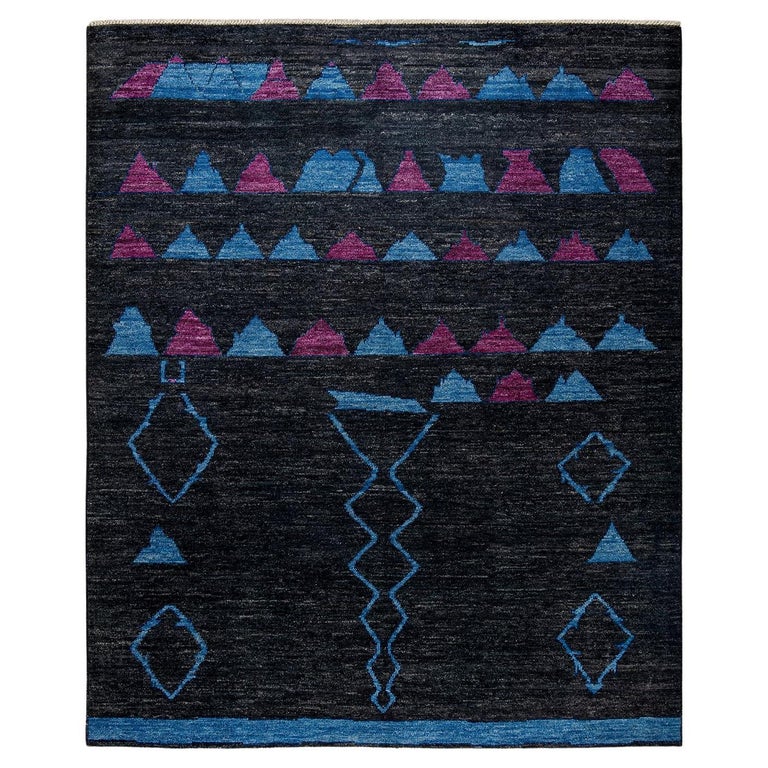 One-Of-A-Kind Hand Made Contemporary Modern Black Area Rug For Sale at ...