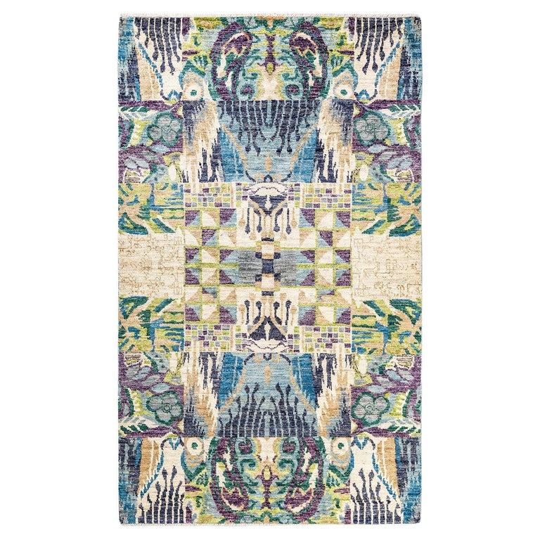 One-Of-A-Kind Hand Made Contemporary Modern Light Blue Area Rug at 1stDibs