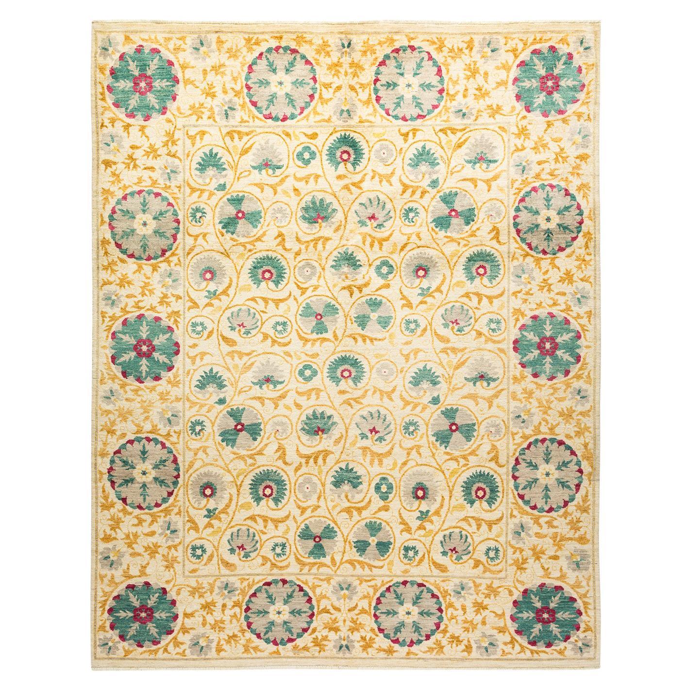 One-of-a-Kind Hand Made Contemporary Suzani Ivory Area Rug For Sale at ...