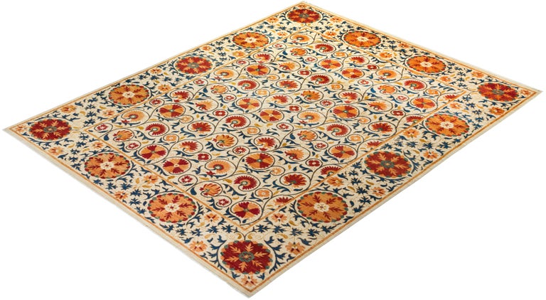 One-of-a-Kind Hand Made Contemporary Suzani Ivory Area Rug For Sale at ...
