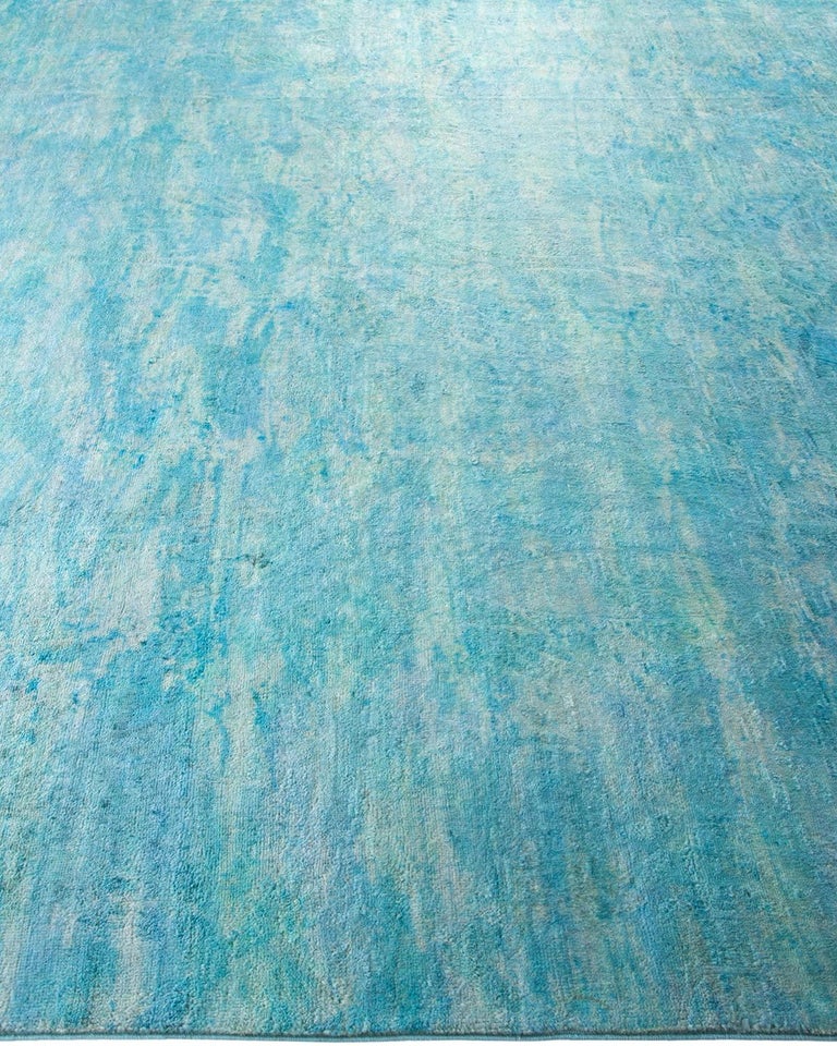 One-of-a-Kind Hand Made Contemporary Vibrance Light Blue Area Rug For ...