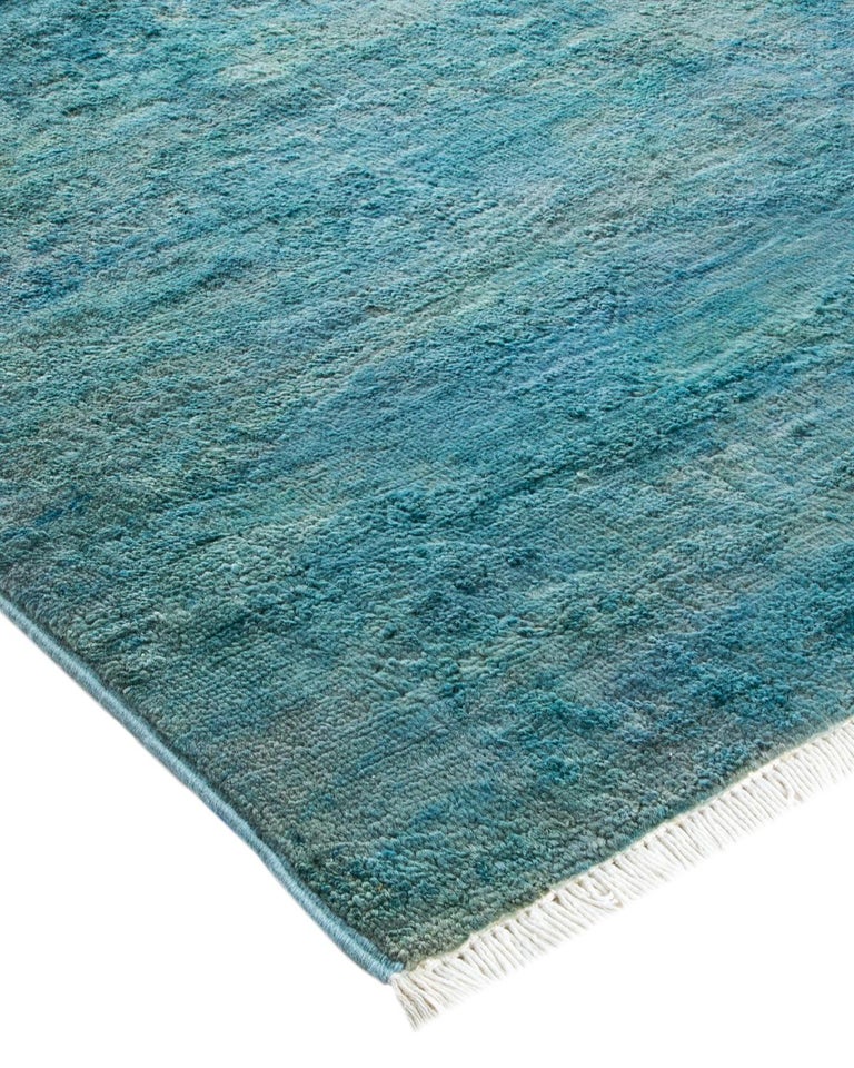 One-of-a-Kind Hand Made Contemporary Vibrance Light Blue Area Rug For ...