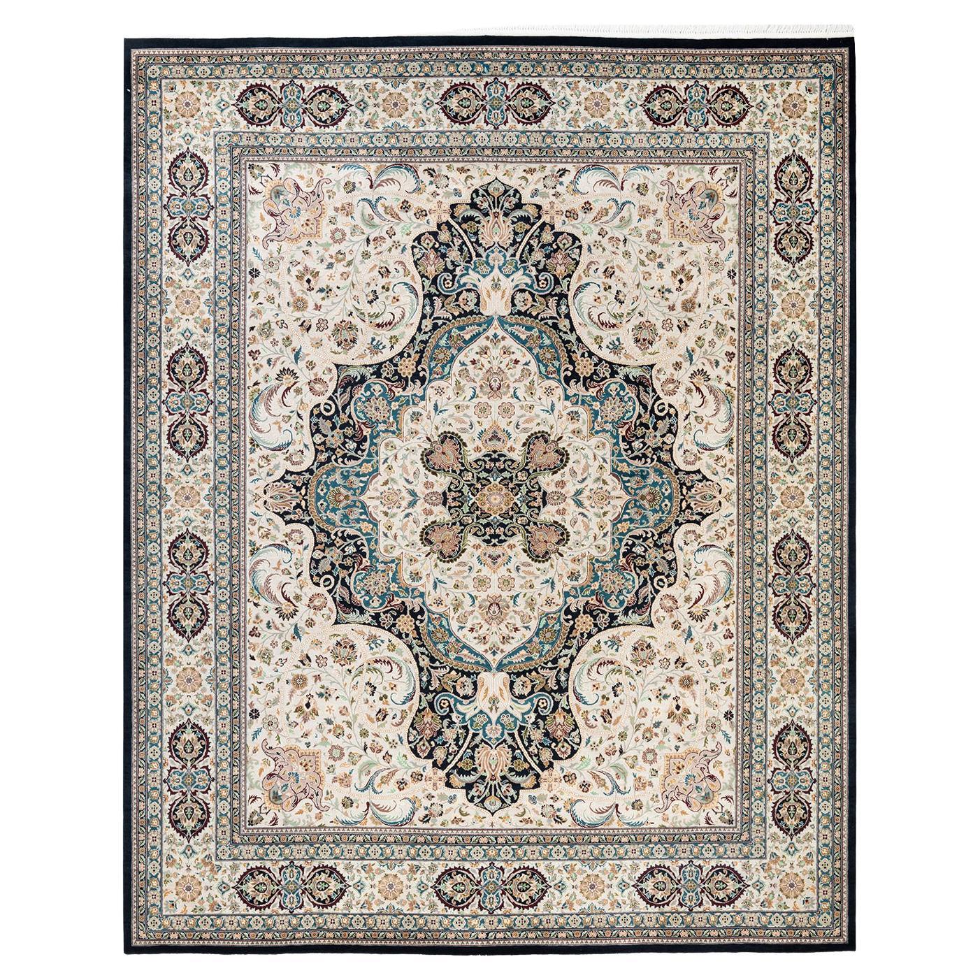 One-Of-A-Kind Hand Made Traditional Mogul Black Area Rug For Sale at ...