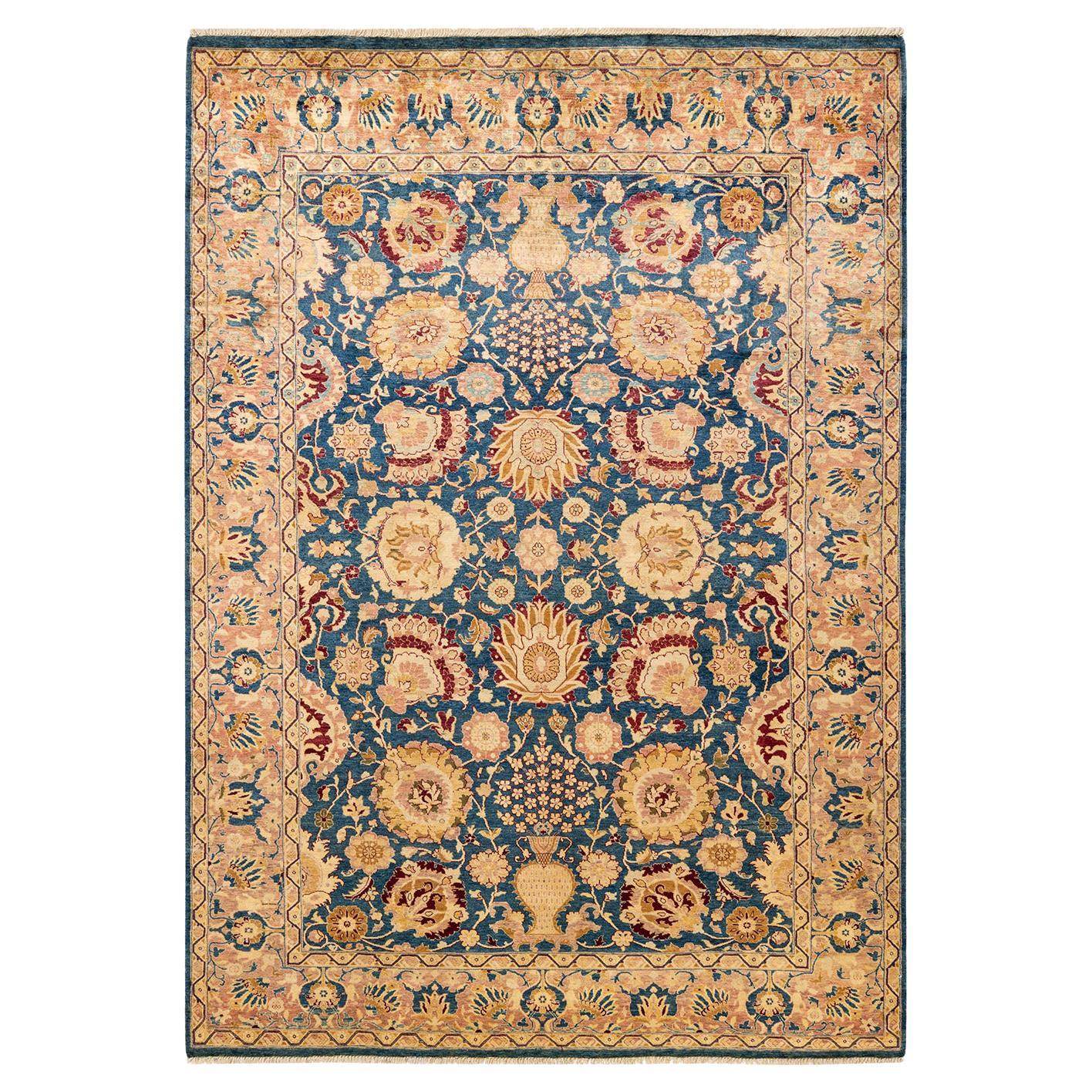 One-of-a-Kind Hand Made Traditional Mogul Light Blue Area Rug For Sale ...