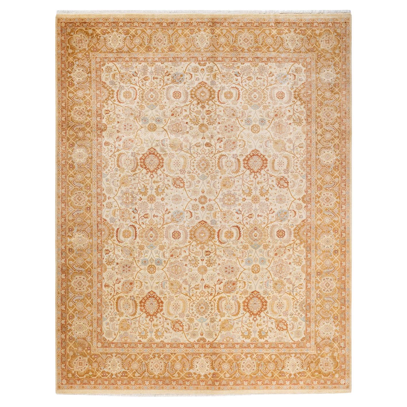 One-Of-A-Kind Hand Made Traditional Mogul Ivory Area Rug For Sale at ...