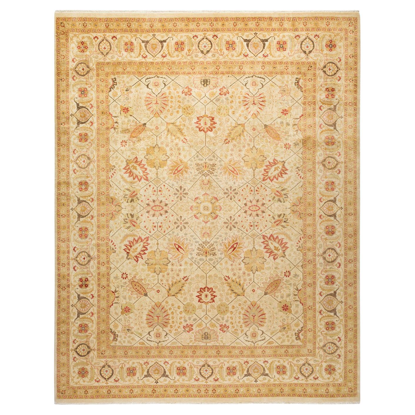 One-of-a-Kind Hand Made Traditional Mogul Ivory Area Rug For Sale at ...