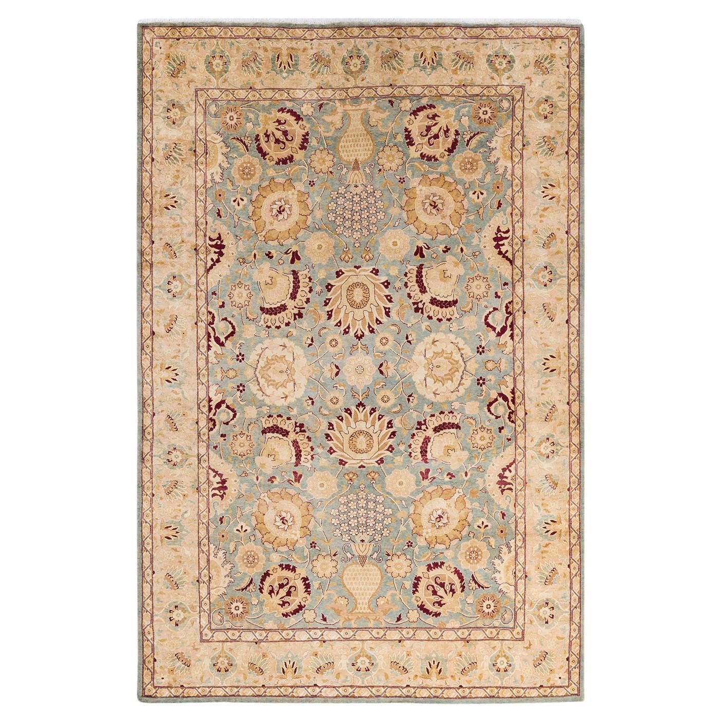 One-of-a-Kind Hand Made Traditional Mogul Light Blue Area Rug For Sale ...