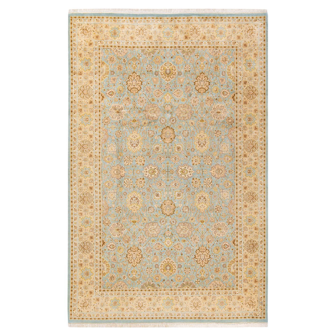 One-of-a-kind Hand Made Traditional Mogul Light Blue Area Rug For Sale ...