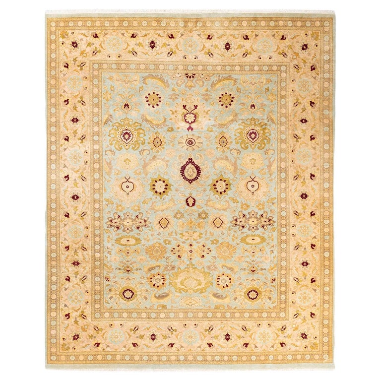 One-Of-A-Kind Hand Made Traditional Mogul Light Blue Area Rug For Sale ...