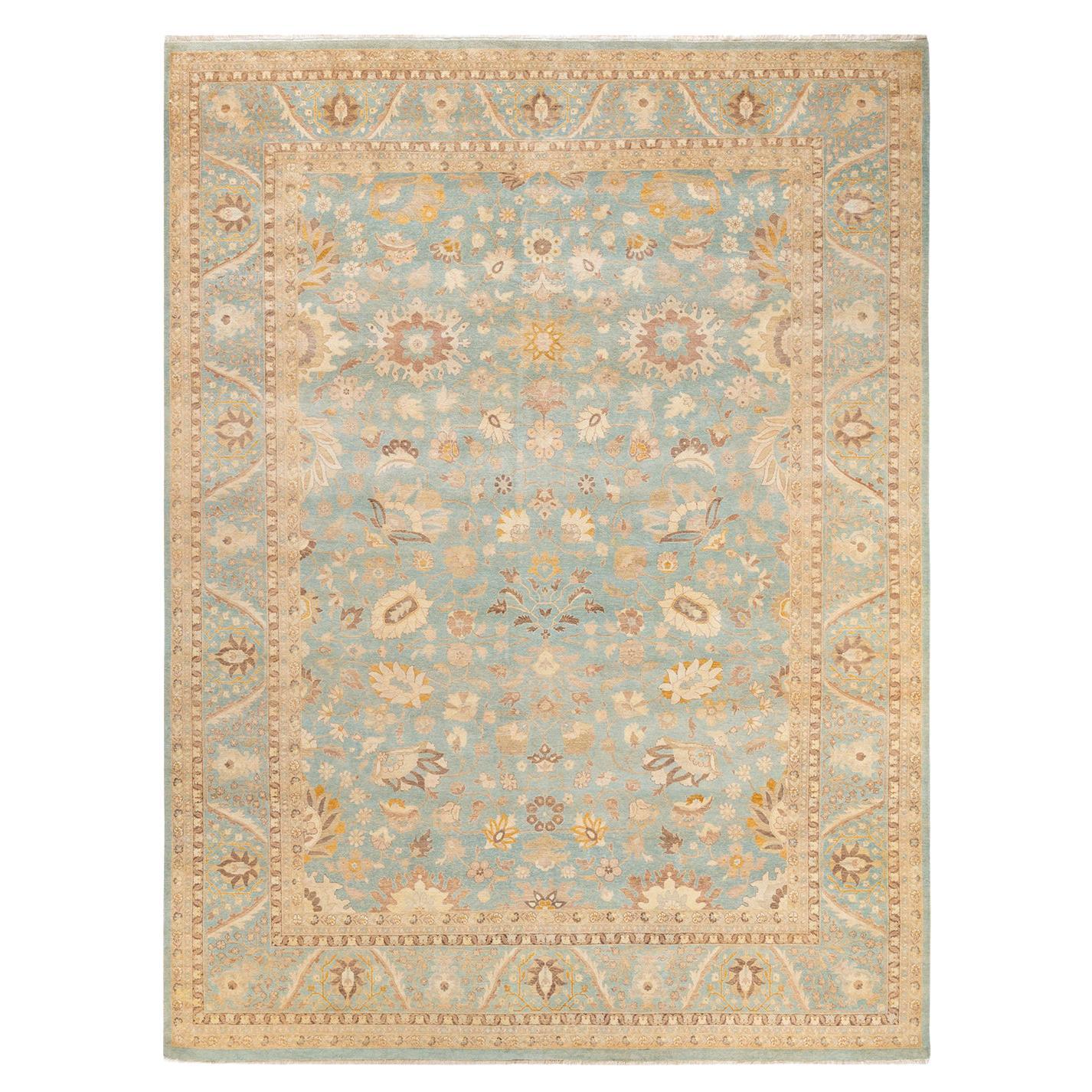 One-Of-A-Kind Hand Made Traditional Mogul Light Blue Area Rug For Sale ...