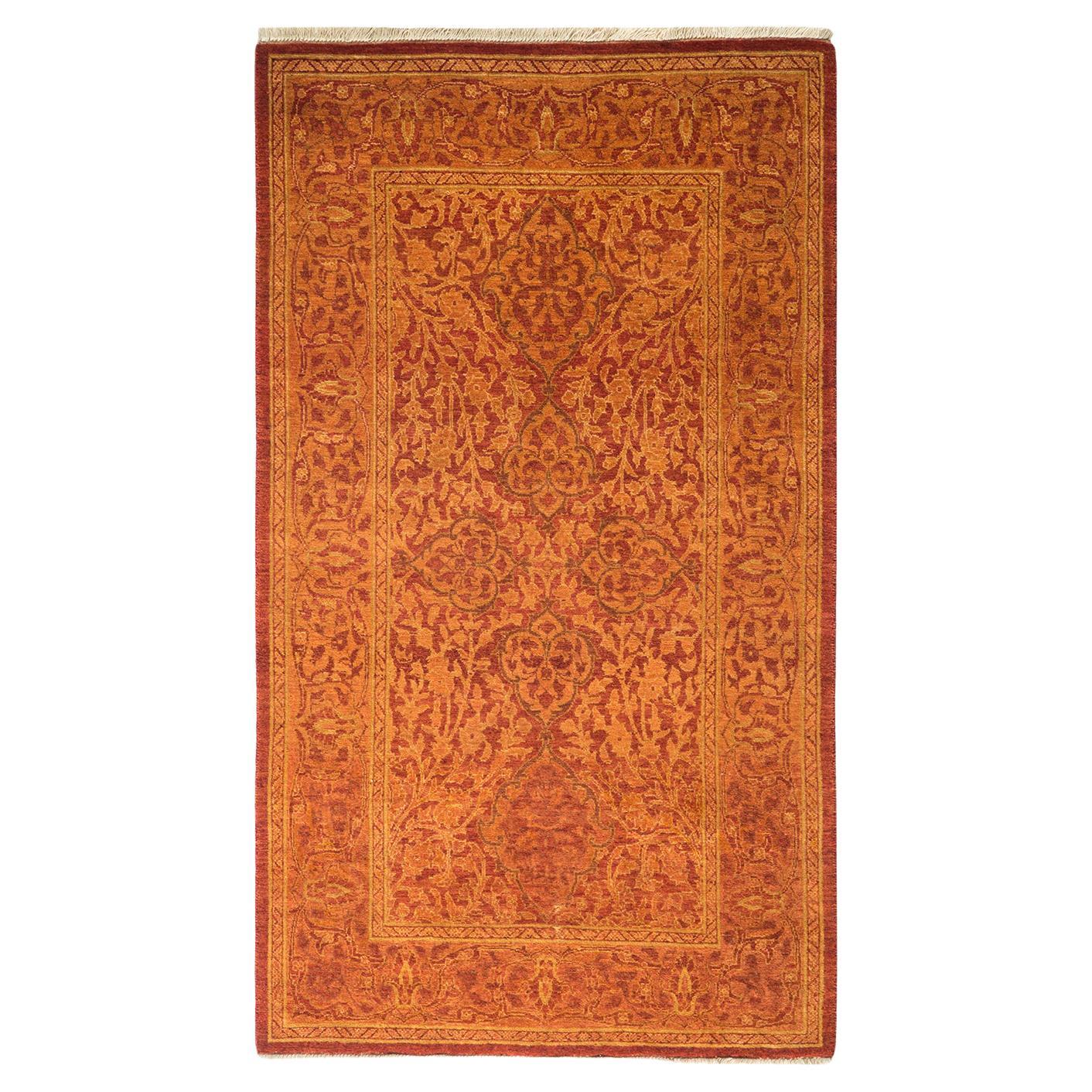 One-of-a-Kind Hand Made Traditional Mogul Orange Area Rug For Sale at ...
