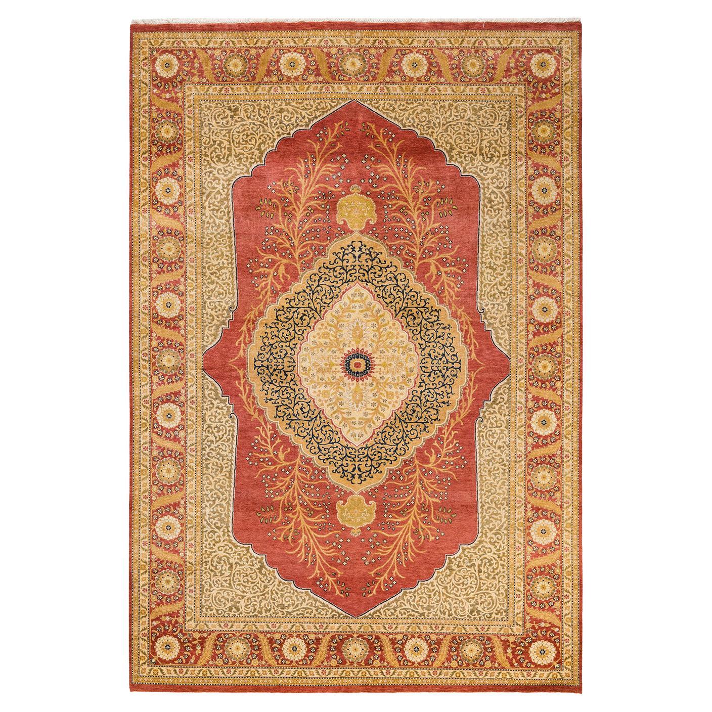 Handmade Carpet Antique Rugs Traditional Orange Wool Area Rug For Sale ...