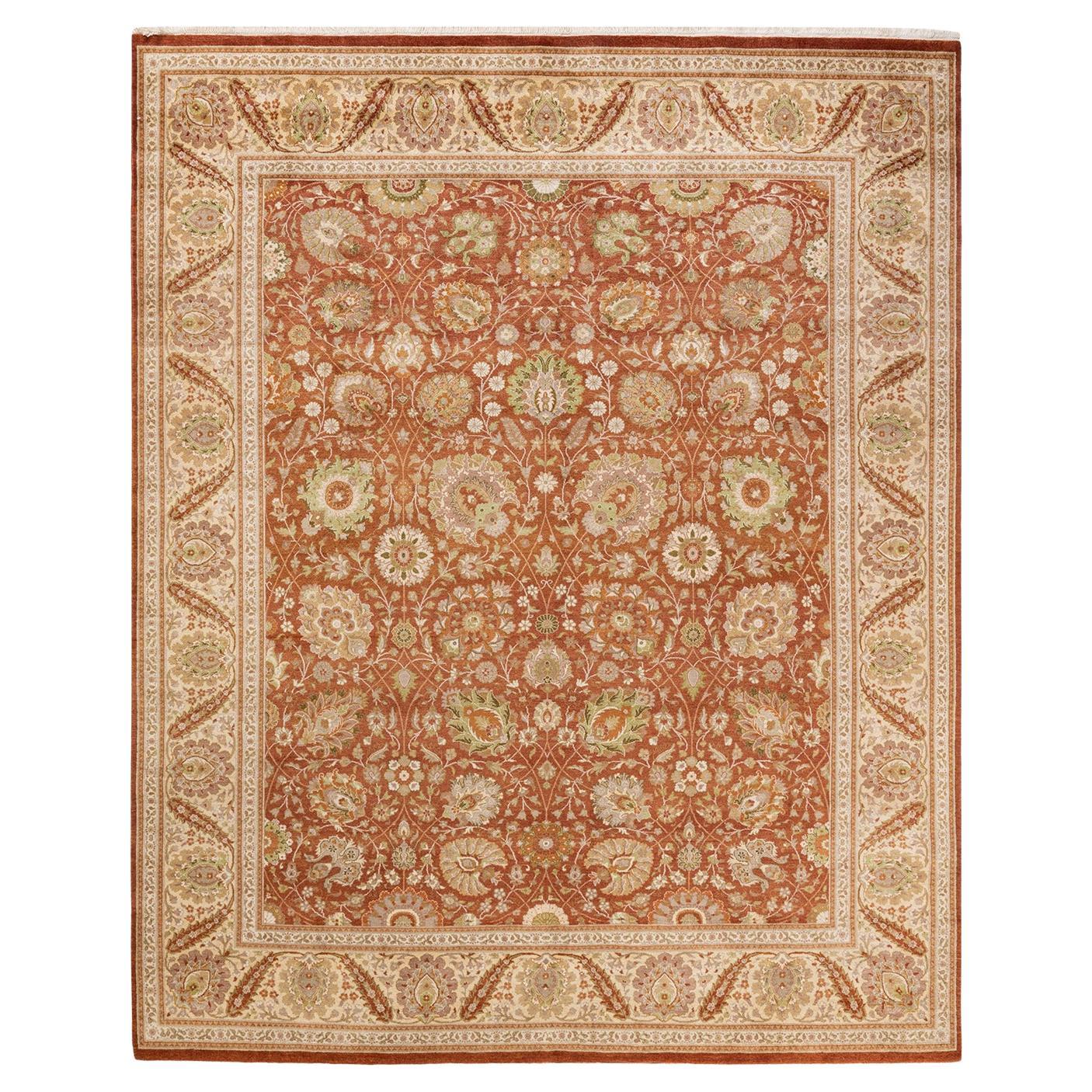 Handmade Carpet Antique Rugs Traditional Orange Wool Area Rug For Sale ...