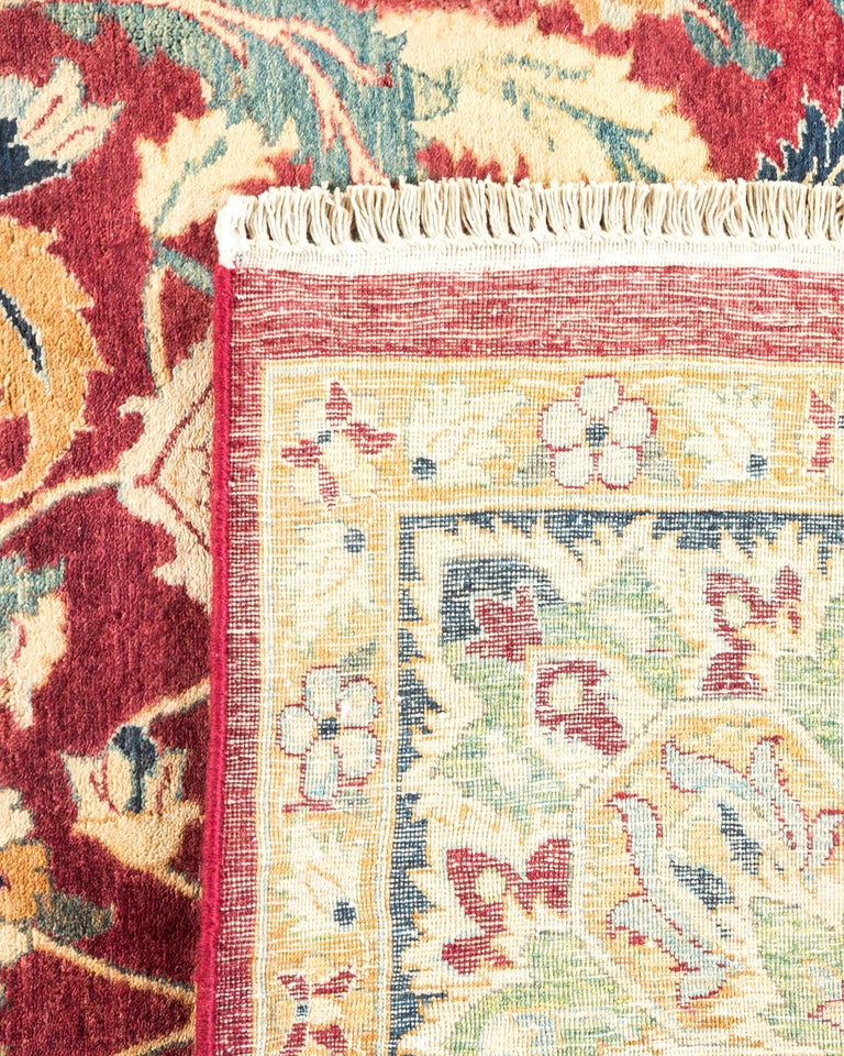 One-of-a-Kind Hand Made Traditional Mogul Red Area Rug For Sale at 1stDibs