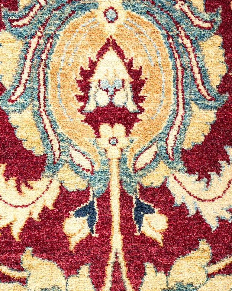 One-of-a-Kind Hand Made Traditional Mogul Red Area Rug For Sale at 1stDibs