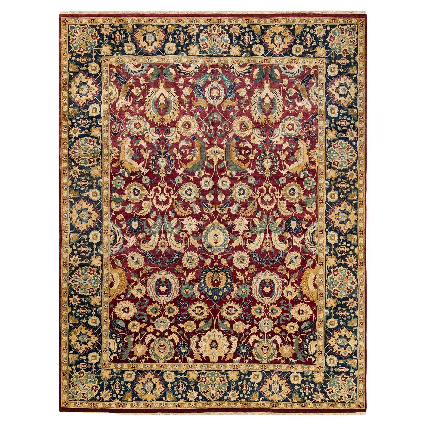 Traditional Floral Needlepoint Rug Handmade Red Carpet Wool Area Rug ...