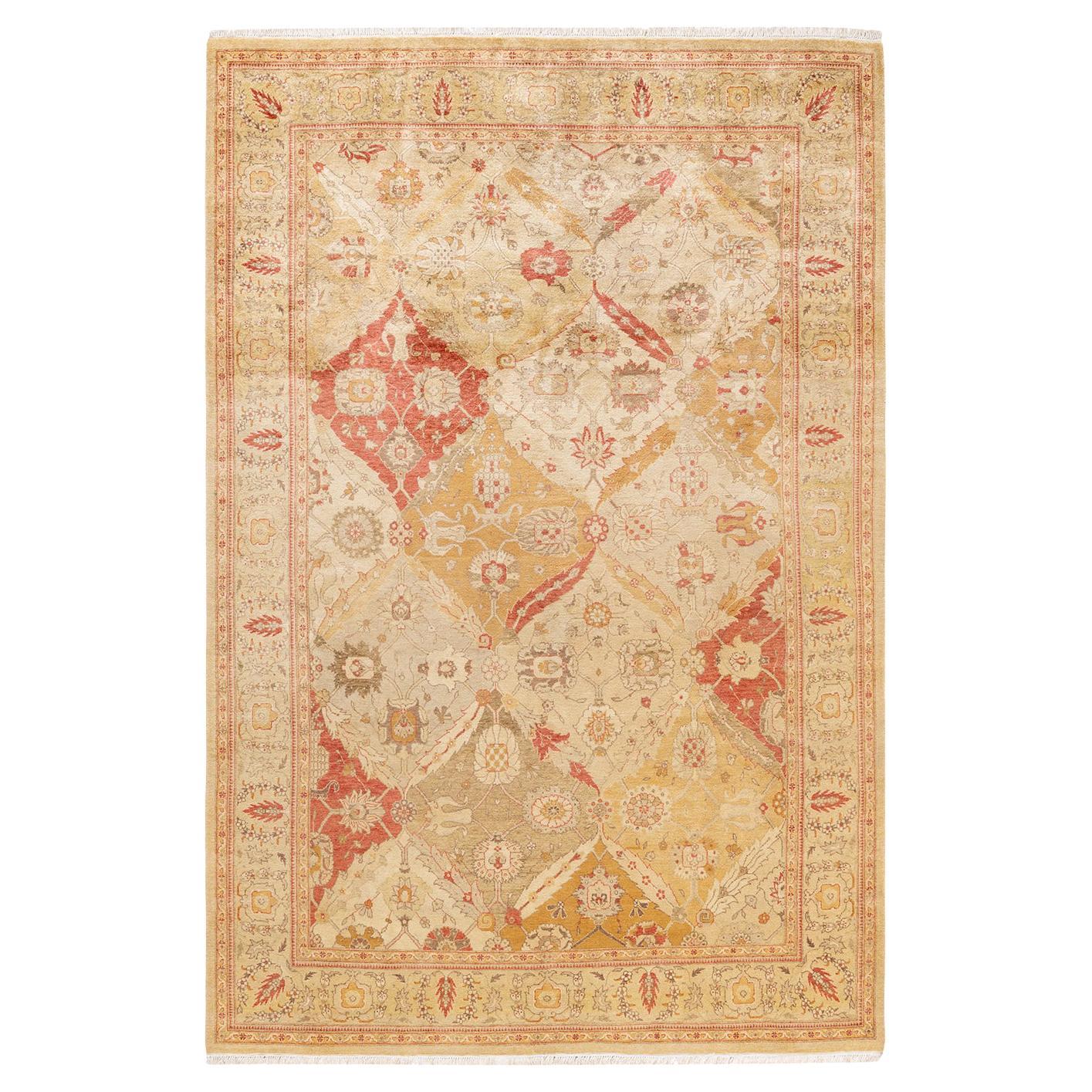 One-Of-A-Kind Hand Made Traditional Mogul Yellow Area Rug For Sale at ...