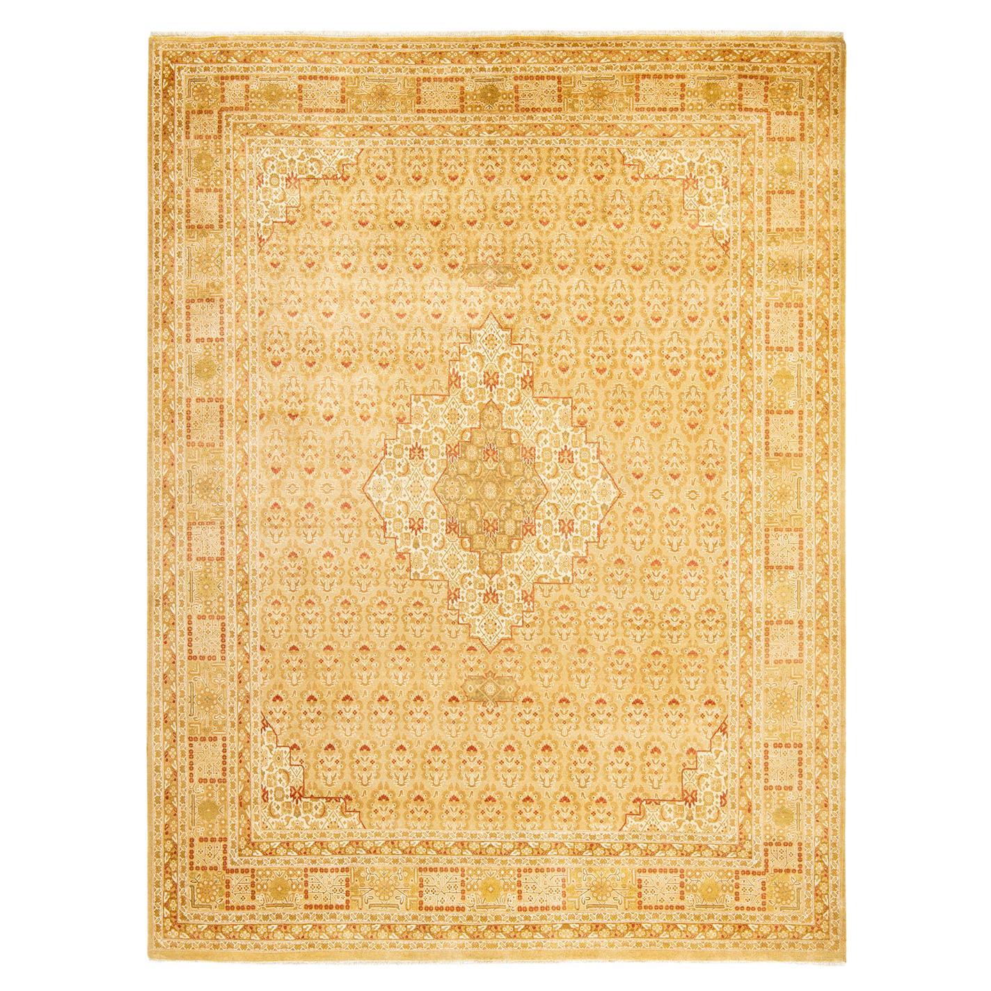 One-of-a-Kind Hand Made Traditional Mogul Yellow Area Rug For Sale at ...
