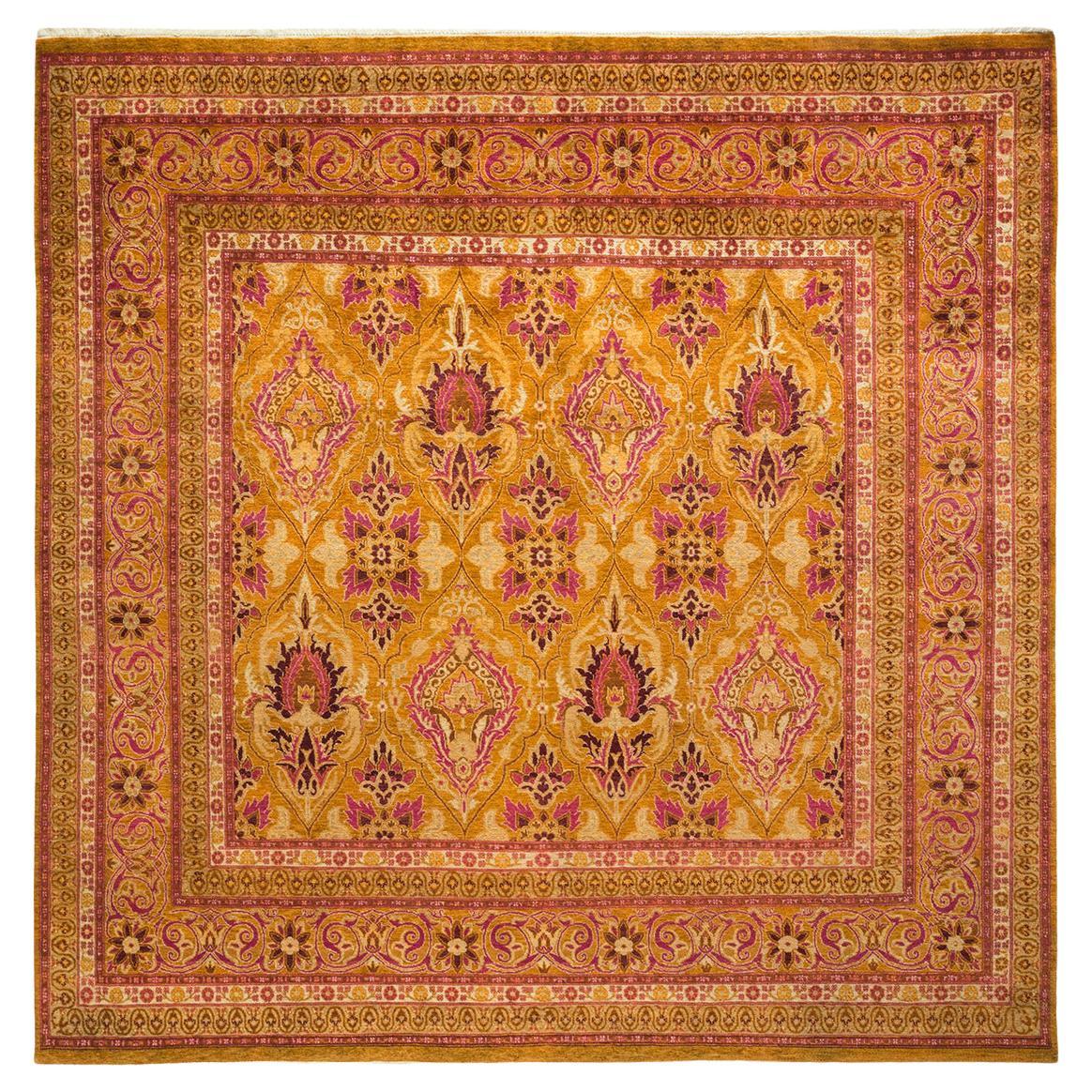 One-Of-A-Kind Hand Made Traditional Mogul Yellow Area Rug For Sale at ...