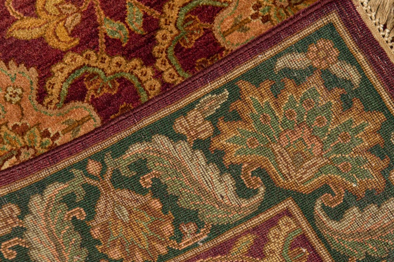 Traditional Handwoven Luxury Wool Red / Green Area Rug For Sale at 1stDibs