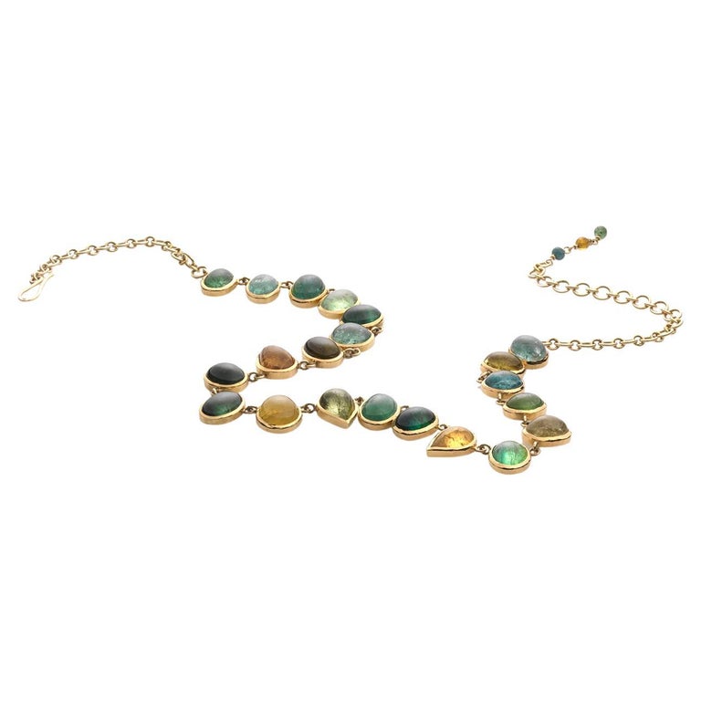 One-of-a-kind Handcrafted 18kt Gold Multi-Colour Tourmaline Necklace ...