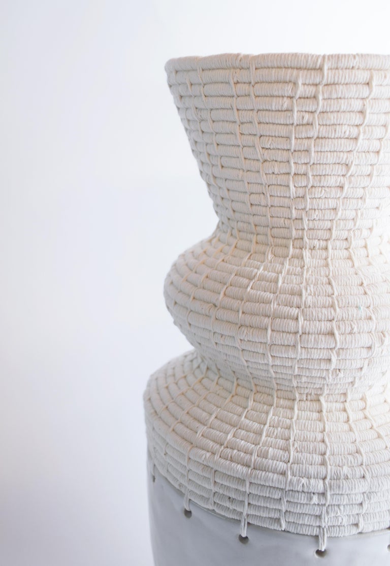 One of a Kind Handmade Ceramic Vessel #784, White Glaze, Woven White ...