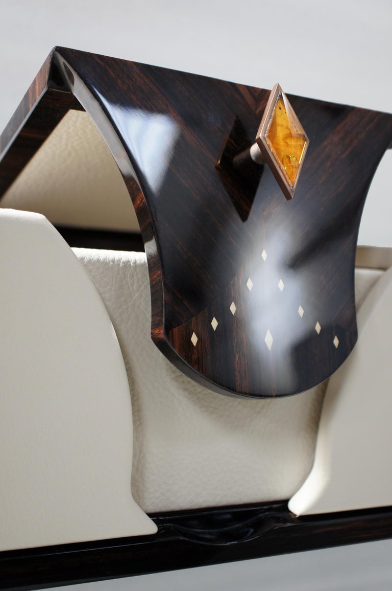 One-of-a-kind Macassar Wood and Amber Handle Console Table For Sale at ...