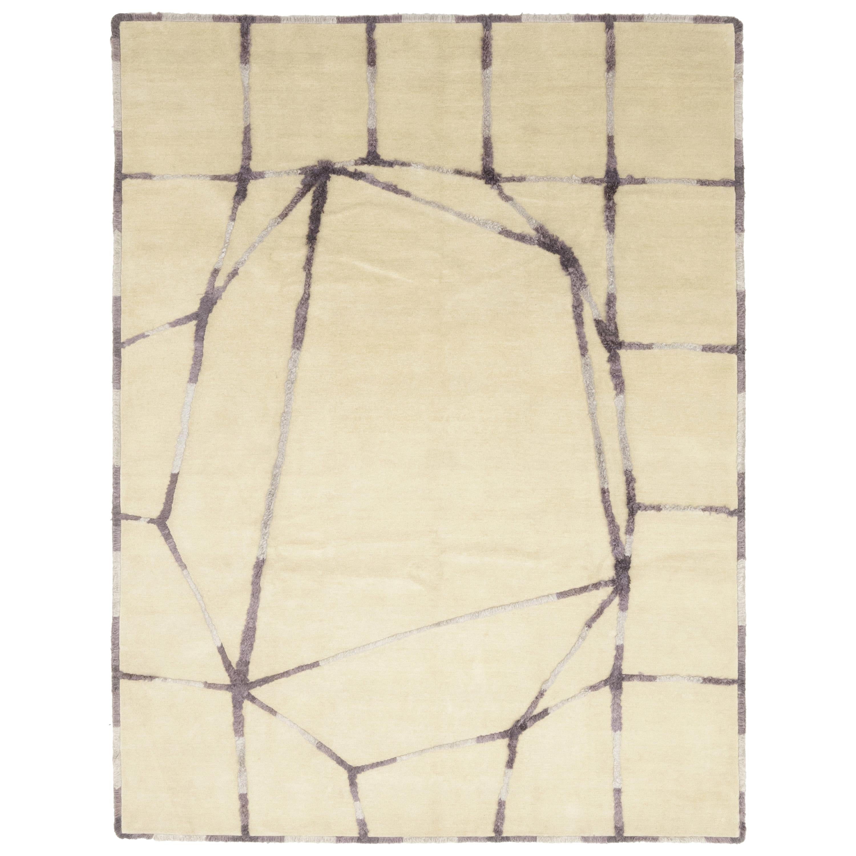 Contemporary Cream Wool Shag Area Rug For Sale at 1stdibs
