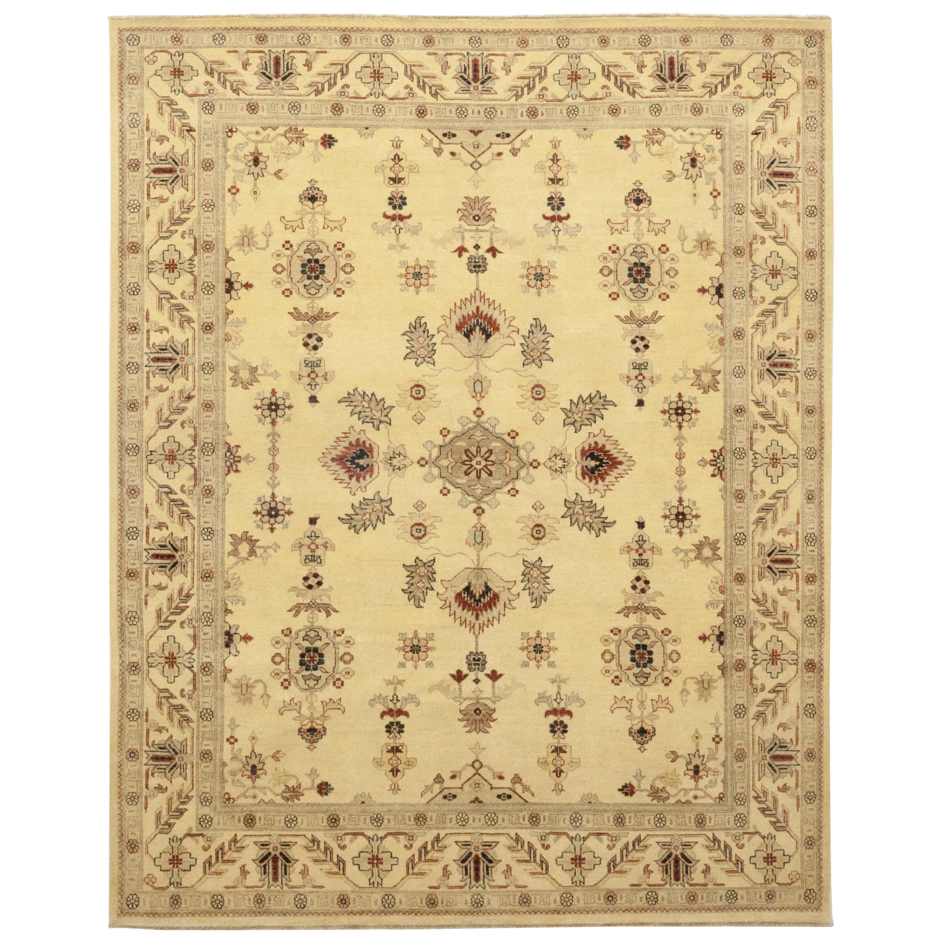 Contemporary Area Rug in Ivory, Cream, Beige Handmade of Silk, Wool ...