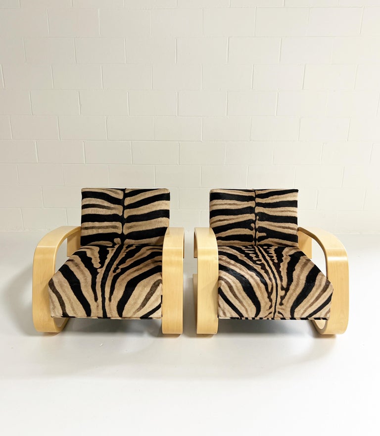 One-of-a-Kind Pair of Alvar Aalto Model 400 "Tank" Lounge Chairs in Zebra at 1stDibs