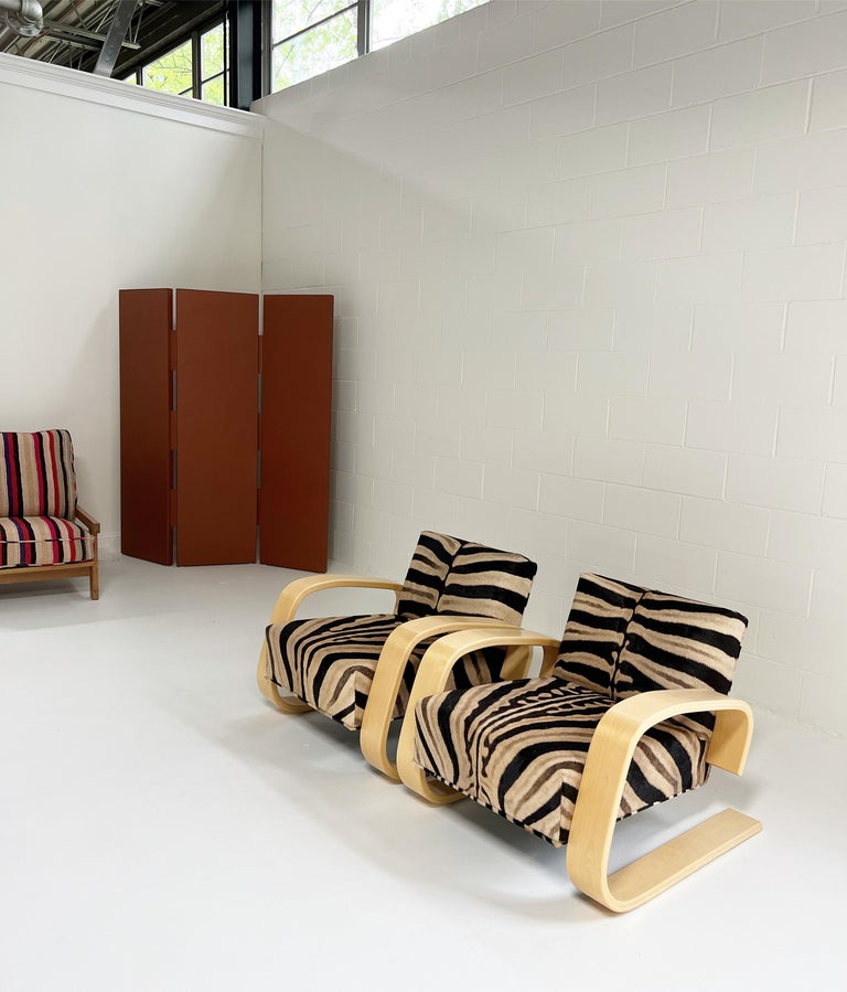 One-of-a-Kind Pair of Alvar Aalto Model 400 "Tank" Lounge Chairs in Zebra at 1stDibs