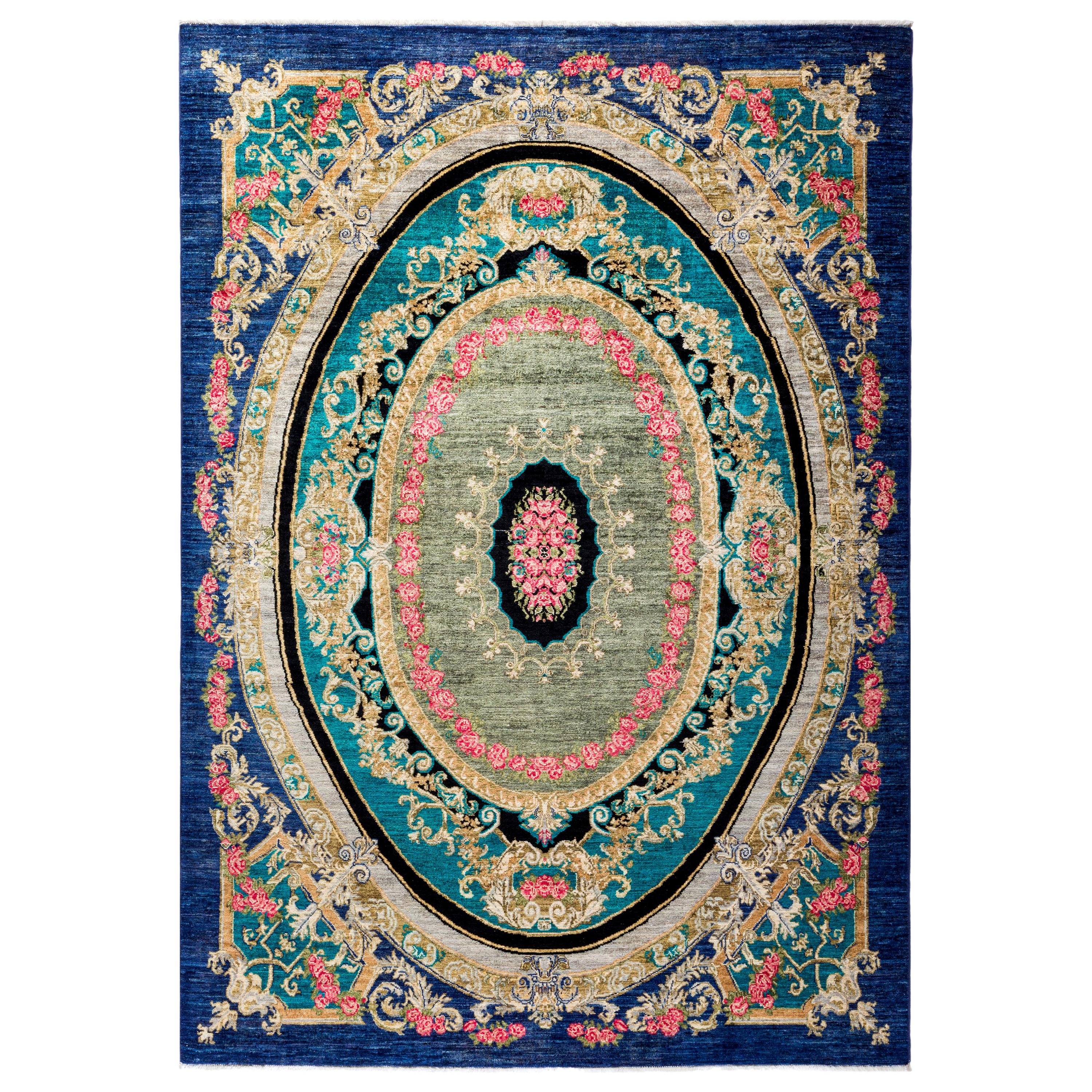 Organic Modern Natural Indigo Wool Area Rug For Sale at 1stDibs