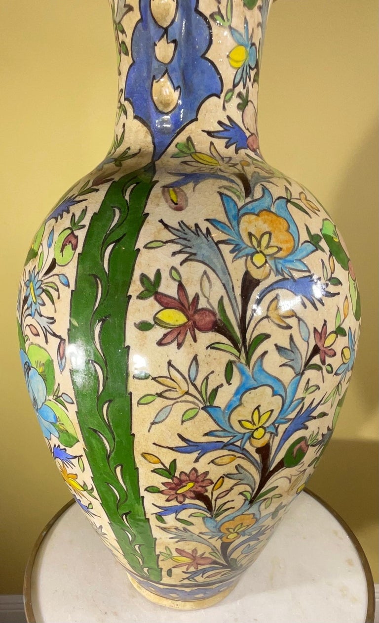 One of a Kind Persian Hand Painted Ceramic Fish Vase For Sale at 1stDibs