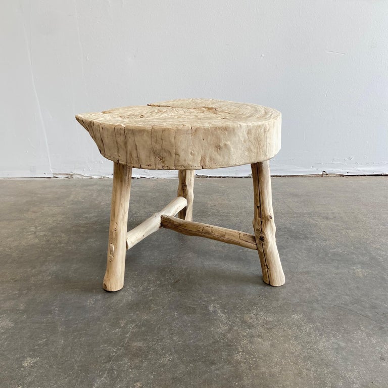 One of A Kind Rustic Natural Log Sliced Side Table at 1stDibs