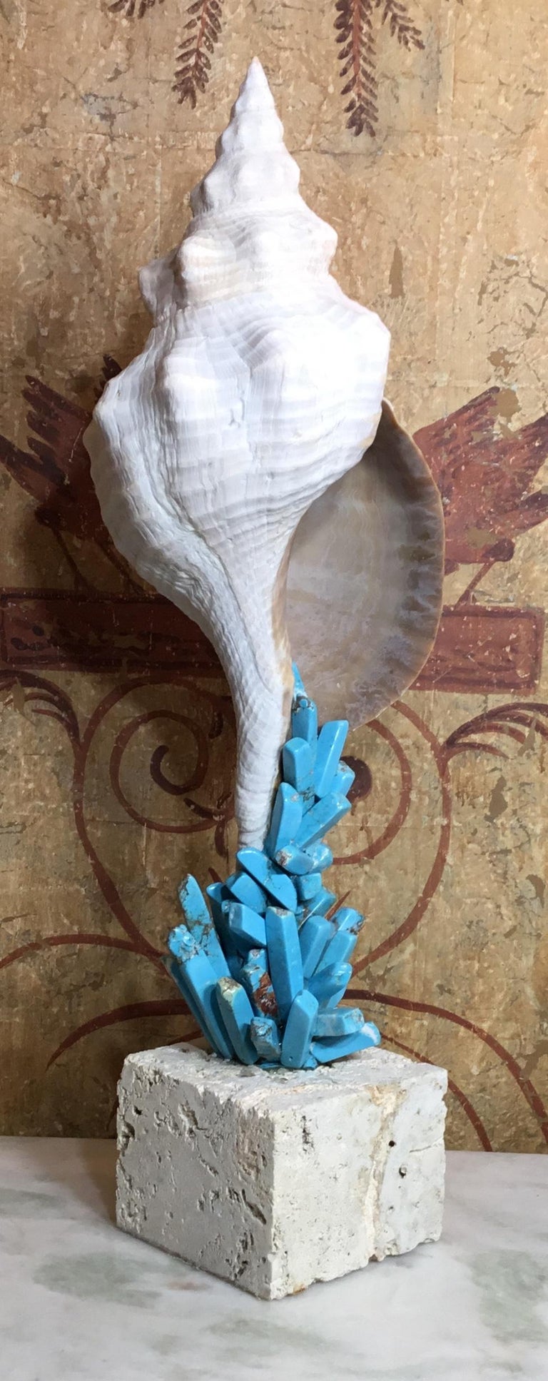 One of a Kind Shell and Turquoise Stone For Sale at 1stDibs