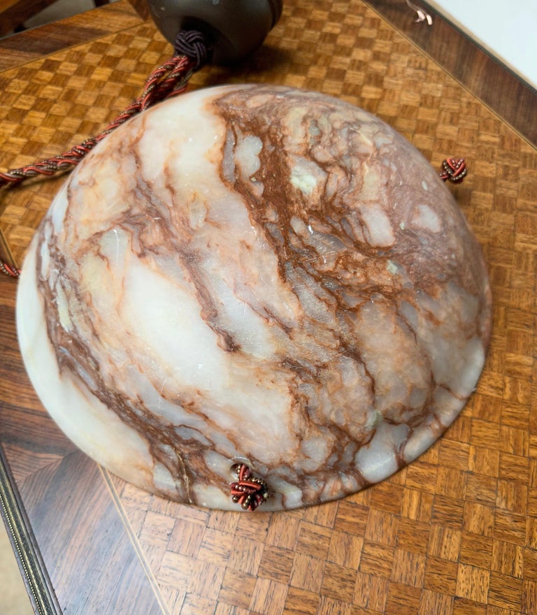One of a Kind and Small Art Deco Alabaster Pendant Light with Unique ...