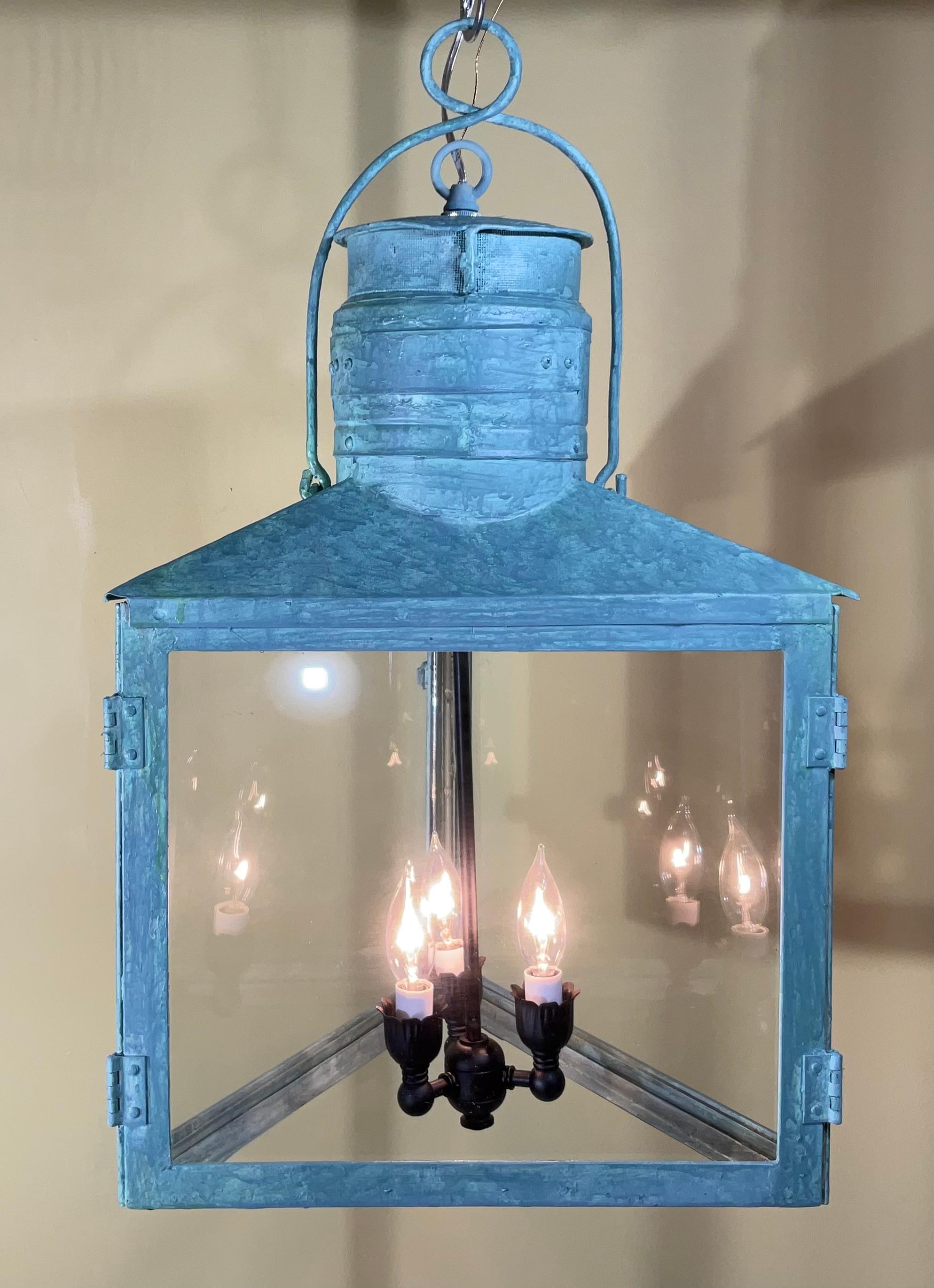 One Of A Kind Vintage Triangle Hanging Galvanise Steel Lantern For Sale ...